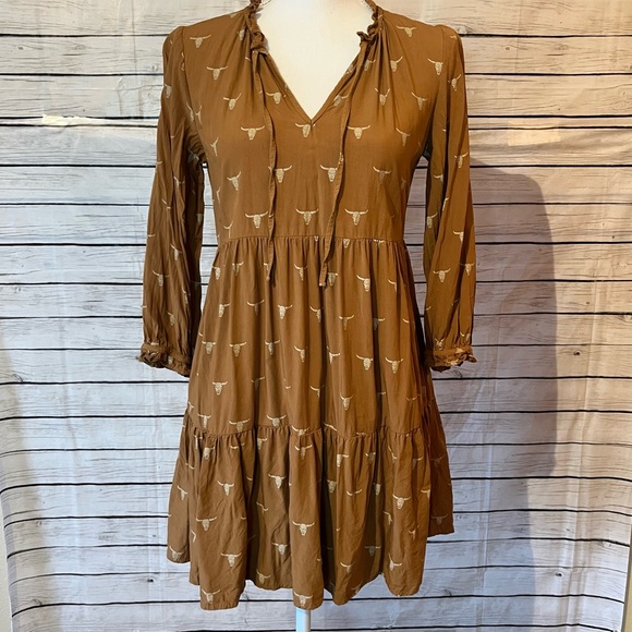 Stetson | Dresses | Stetson Mojave Longhorn Print Gold Casual Sundress ...